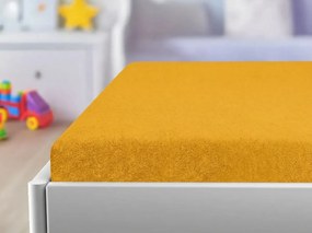 Froté prostěradlo do dětské postýlky PREMIUM 60x120 cm žlutooranžové