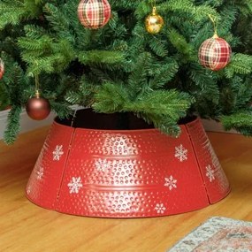 HOMCOM kovový stromový sukne, vodotěsná dekorace pro vánoční strom 66x66x23 cm, červená