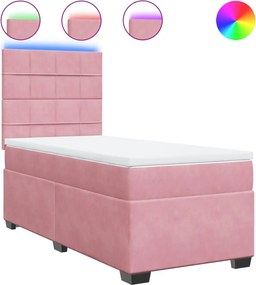 Box spring postel s matrací růžová 90x200 cm samet 3293115