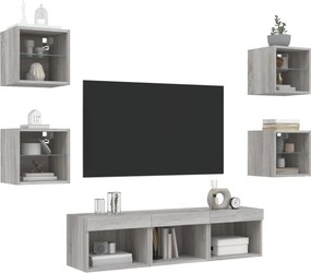 7dílná obývací stěna s LED šedá sonoma kompozitní dřevo 3216588