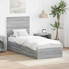 Postel s úložným prostorem se zásuvkou Šedá Sonoma 75 x 190 cm 3411262