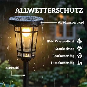 Outsunny Solární lucerna sada 2 stojacích lamp 180 cm s nastavitelnou výškou a 2 režimy jasu, spínač se světelným senzorem, IP44
