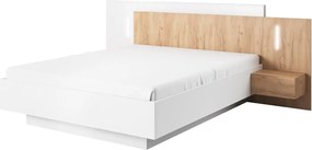 Dřevěná postel s úložným prostorem, nočními stolky a osvětlením 160×200 – kolekce 3D