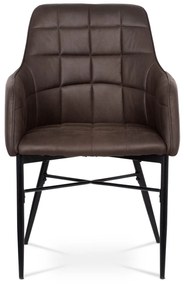AUTRONIC Jídelní židle, potah hnědá látka v dekoru vintage kůže, kovová čtyřnohá podnož,