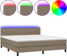 Box spring postel s matrací a LED taupe 160x200 cm textil 3133169