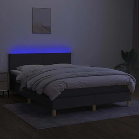 Box spring postel s matrací a LED tmavě šedá 140x200 cm textil 3133558