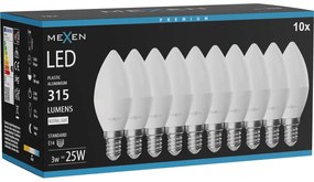 Mexen Nova 10x LED Žárovka E14, C37, 3W, Neutrální - 4000K, 315 lm - L102-E14-0340-01x10