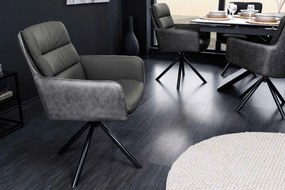 Designová otočná židle Maddison šedá kůže
