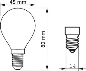 Philips CorePro LEDLuster P45 / Žárovka / E14 / 4,3W / 470lm / 2700K /