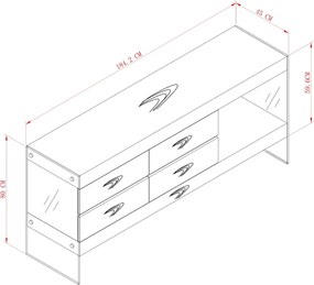 Komoda Soho 184 cm bílá/čirá