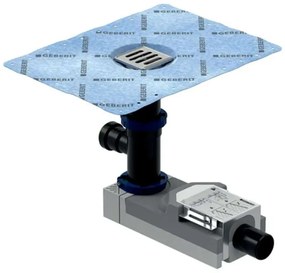 Geberit Příslušenství - Podlahová vpusť s přívodem, s nerezovým roštem 8x8 cm 154.059.00.1