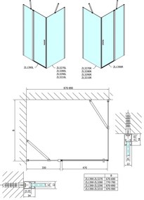 Polysan, Zoom Line čtvercová sprchová zástěna 900x900mm, L/P varianta, ZL1390ZL3290