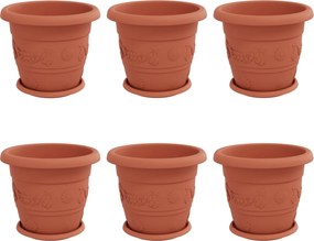 Květináče 6 ks Cihlově červená Ø 30 x 25 cm Plast 3403272