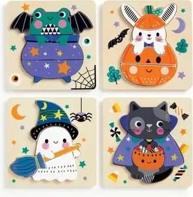 Mudpuppy Dřevěné puzzle sada 4 puzzle Halloween / od 12 měsíců