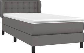 Box spring postel s matrací šedá 90x200 cm umělá kůže 3127293