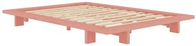 Růžová dřevěná dvoulůžková postel Karup Design Japan 140 x 200 cm