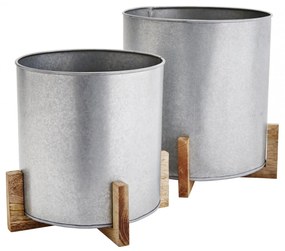 Obal na květináč se stojánkem Zinc Menší, šedá barva, kov 22,5cmx24cm