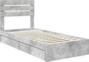 Postel s úložným prostorem s čelo Betonově šedá 90 x 190 cm 3411601