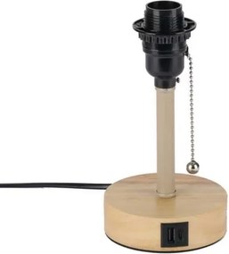 Brilagi - Stolní lampa s USB portem TABLON 1xE27/25W/230V dub/béžová/šedá