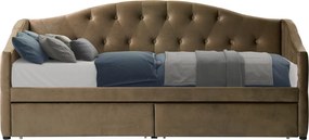 Postel s úložným prostorem, 90x200, hnědá Velvet látka, ZASKA