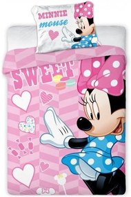 Povlečení do malé dětské postýlky Sweet Minnie Mouse - Disney - 100% bavlna - 100 x 135 cm + 40 x 60 cm