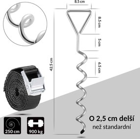 Sada kotev do země, 4ks, 42,5x8,5cm, stříbrná Monzana