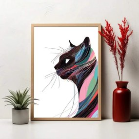 Plakát - Kočka v barevném víru
