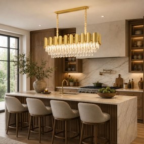 Toolight Toolight, křišťálová závěsná lampa, 8×E14, SWE101-CP, zlatá, OSW-30224