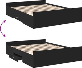 Rám postele se zásuvkami černý 150 x 200 cm kompozitní dřevo 3280287