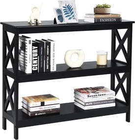 Costway Konzolový stolek průmyslový design s předsíň – 100 × 33 × 80 cm, černý