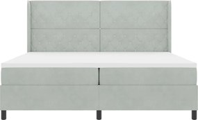 Postel s boxspringem s matrací Světle šedá 200 x 200 cm samet 3341972