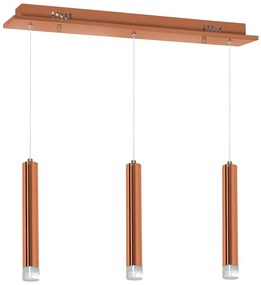 Závěsné svítidlo Copper, 3x měděné kovové stínítko, c