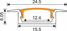 LED profil zapuštěný 1m hliníkový bílý pro sadu LED pásků