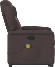 Zvedací masážní polohovací křeslo tmavě hnědé textil 3303149