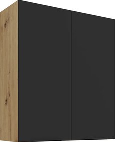 ARIA ac | horní skříňka 80 G-90 2F policová | 80 cm | VYSOKÁ | ANTI FINGERPRINT povrch | artisan/černá