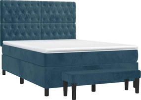 Box spring postel s matrací tmavě modrá 140x200 cm samet 3138029