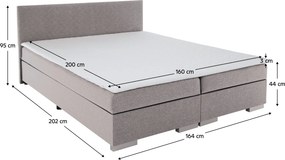 Boxspringová postel, šedohnědá Taupe, 160x200, ADARA