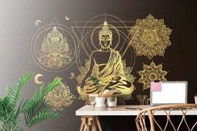 Samolepící tapeta zlatý meditující Buddha - 450x300 cm