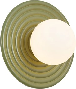 Retro nástěnná lampa zelená s kulatým opálovým sklem 20cm IP44 - Lila