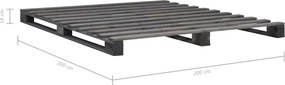 Rám postele z palet šedý masivní borovice 200 x 200 cm 285254