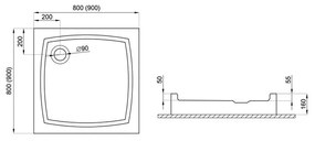 Polimat Kompaktní čtvercová akrylátová sprchová vanička Patio 1 80x80 (90x90) Barva: Bílá, Rozměry (cm): 80x80