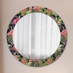 Kulaté dekorativní zrcadlo na zeď Hibiscus flowers fi 70 cm