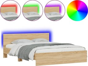 Rám postele s čelem a LED osvětlením dub sonoma 150 x 200 cm 3207604