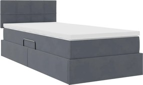 Postel s úložným prostorem s čelo Tmavě šedá 90 x 190 cm samet 3370726