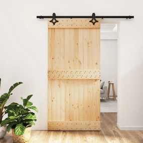 Posuvné dveře s kováním 100 x 210 cm masivní borové dřevo,  3203144