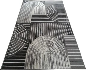 HU Šedý geometrický obdélníkový koberec NEW IDEA 90141-0433 Rozměr: 50x80 cm
