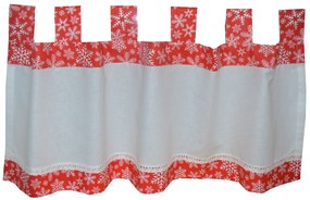 Hotová bavlněná záclona sněhové vločky, výška 40cm, různé rozměry červená Šířka: 100cm