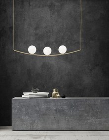 Bílé/v mosazné barvě kovové závěsné svítidlo se skleněným stínidlem Vitton – Nova Luce