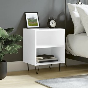Noční stolek bílý s vysokým leskem 40x30x50 cm kompozitní dřevo,  826784 HangarStore.cz
