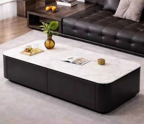 LuxuryForm DESIGN Konferenční stolek ASTON 120 × 60 × 36 cm – černý s bílou deskou